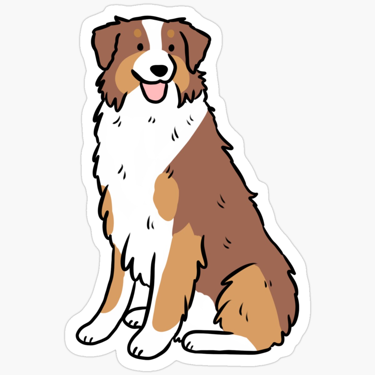 Kira Sticker - Australian Shepherd Face Cute Illustration - Red Tri ...