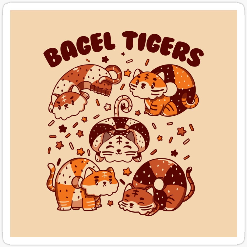Kira Sticker - Bagel Tigers Breakfast Animals Sticker - Walmart.com
