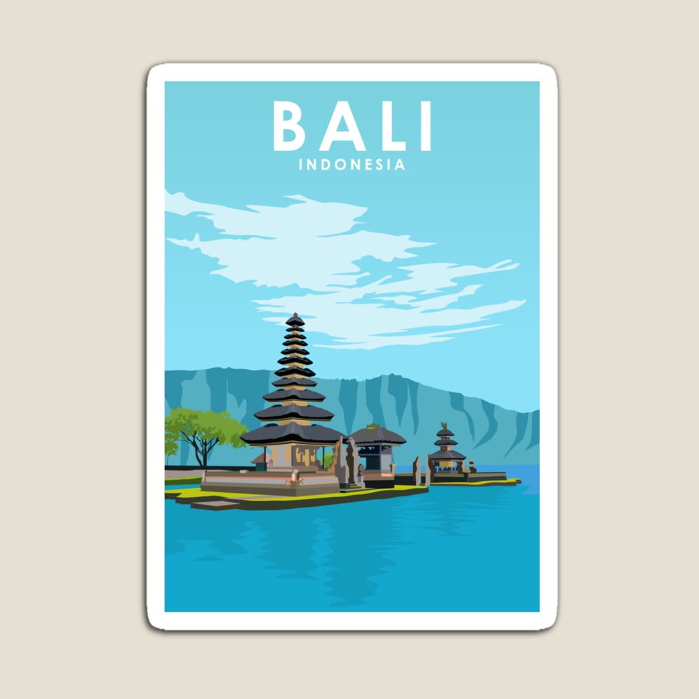 Kira Sticker With Bali Indonesia Vintage Minimal Temple Travel Poster ...