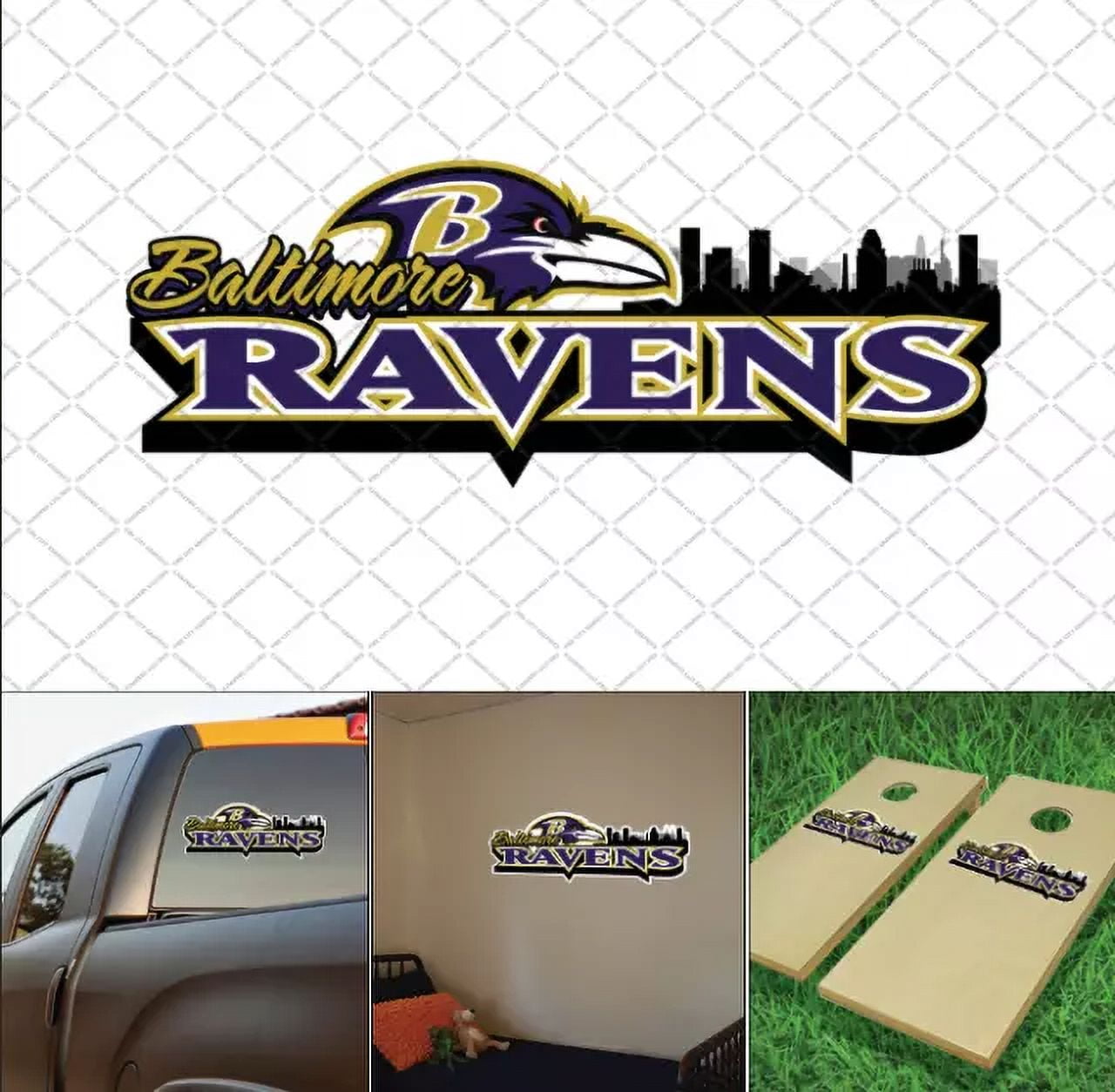 Kira Sticker With Baltimore Baltimore Football Team Decal Skyline Car ...