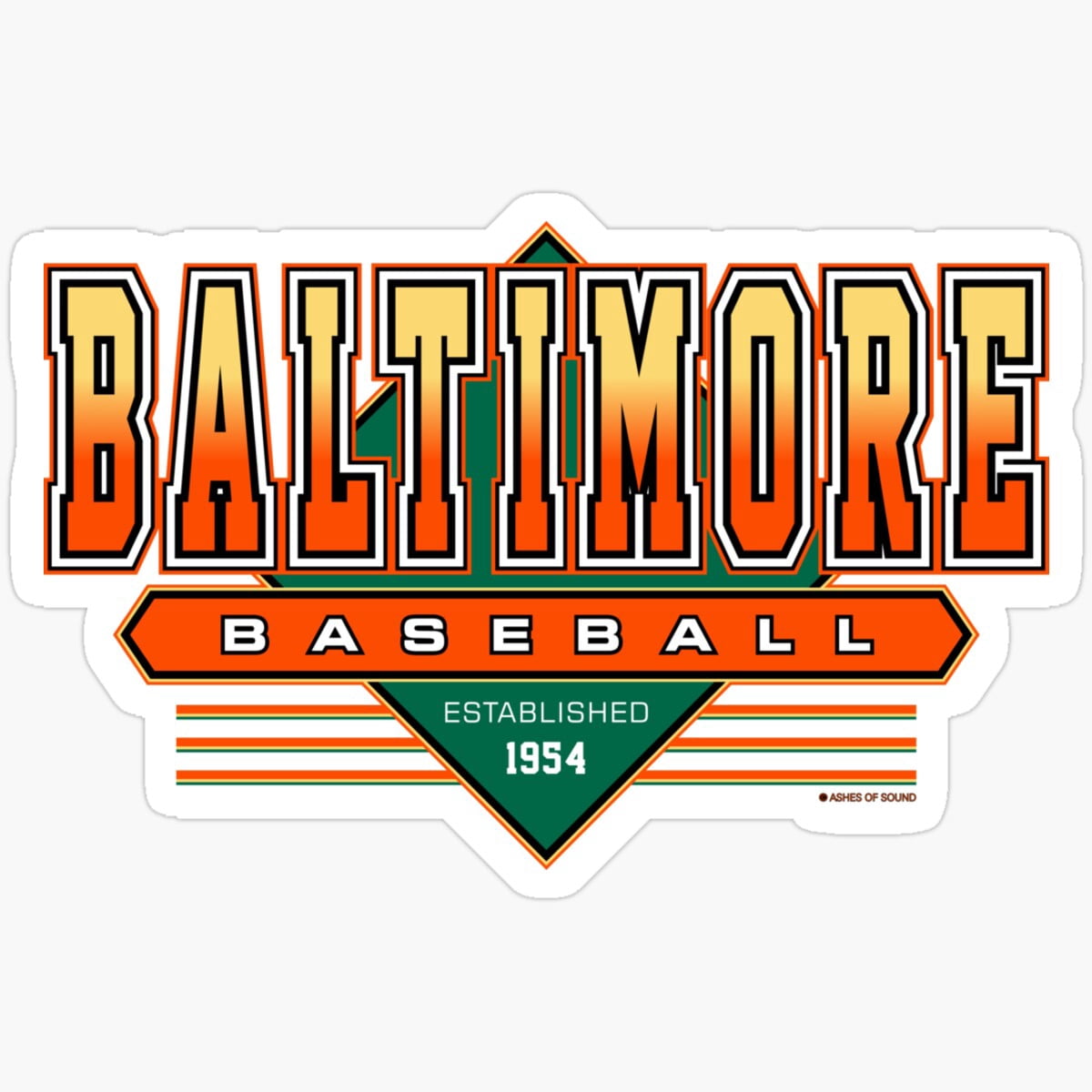 Kira Sticker - Baltimore Baseball Retro, Vintage Orioles 90S Throwback ...