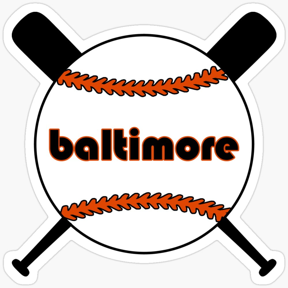 Kira Sticker - Baltimore Retro Throwback Baseball With Crossed Bats ...