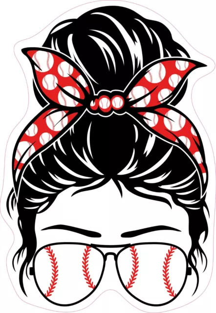 Kira Sticker With Baseball Girl Mom Scarf Hair Bun Sunglasses Window ...