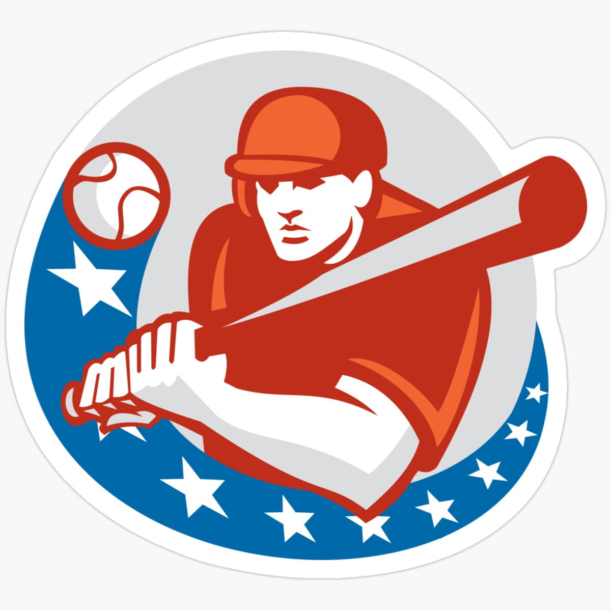 Kira Sticker - Baseball Player Battertars Circle Retro Baseball ...