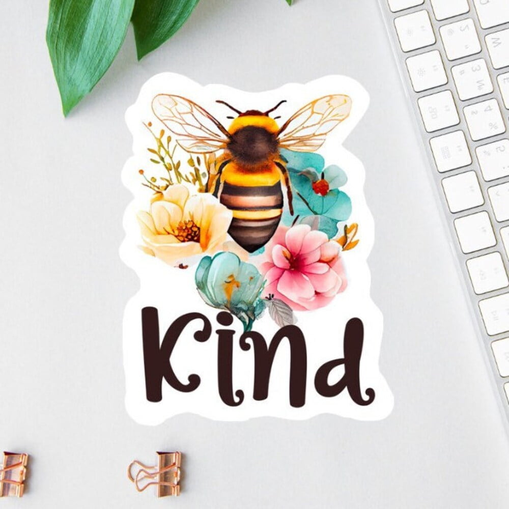 Kira Sticker - Be Kind, Floral Bee, Kindness Label, Kindness, Bee Kind ...
