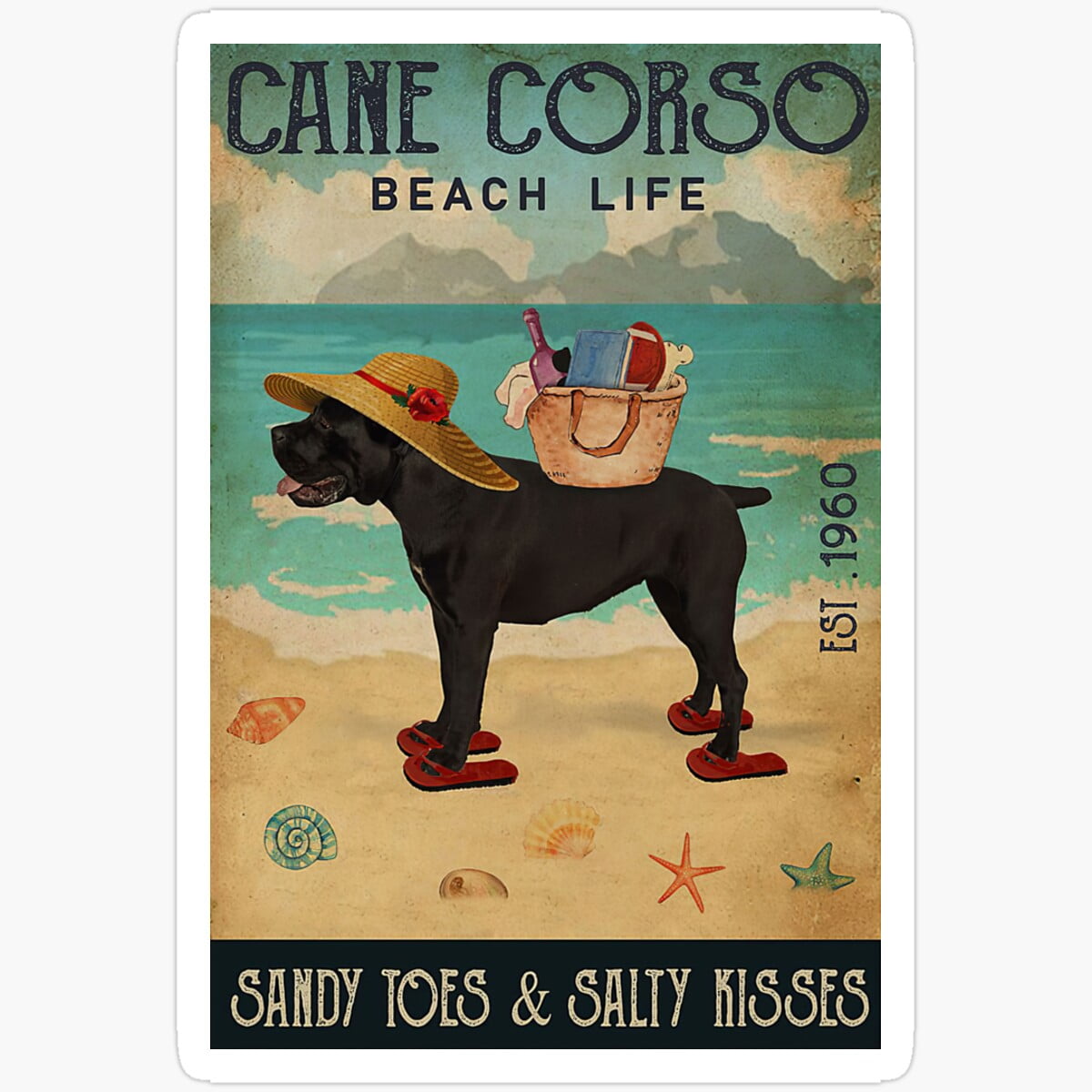 Kira Sticker - Beach Life Sandy Toes Cane Corso Sticker, Funny ...
