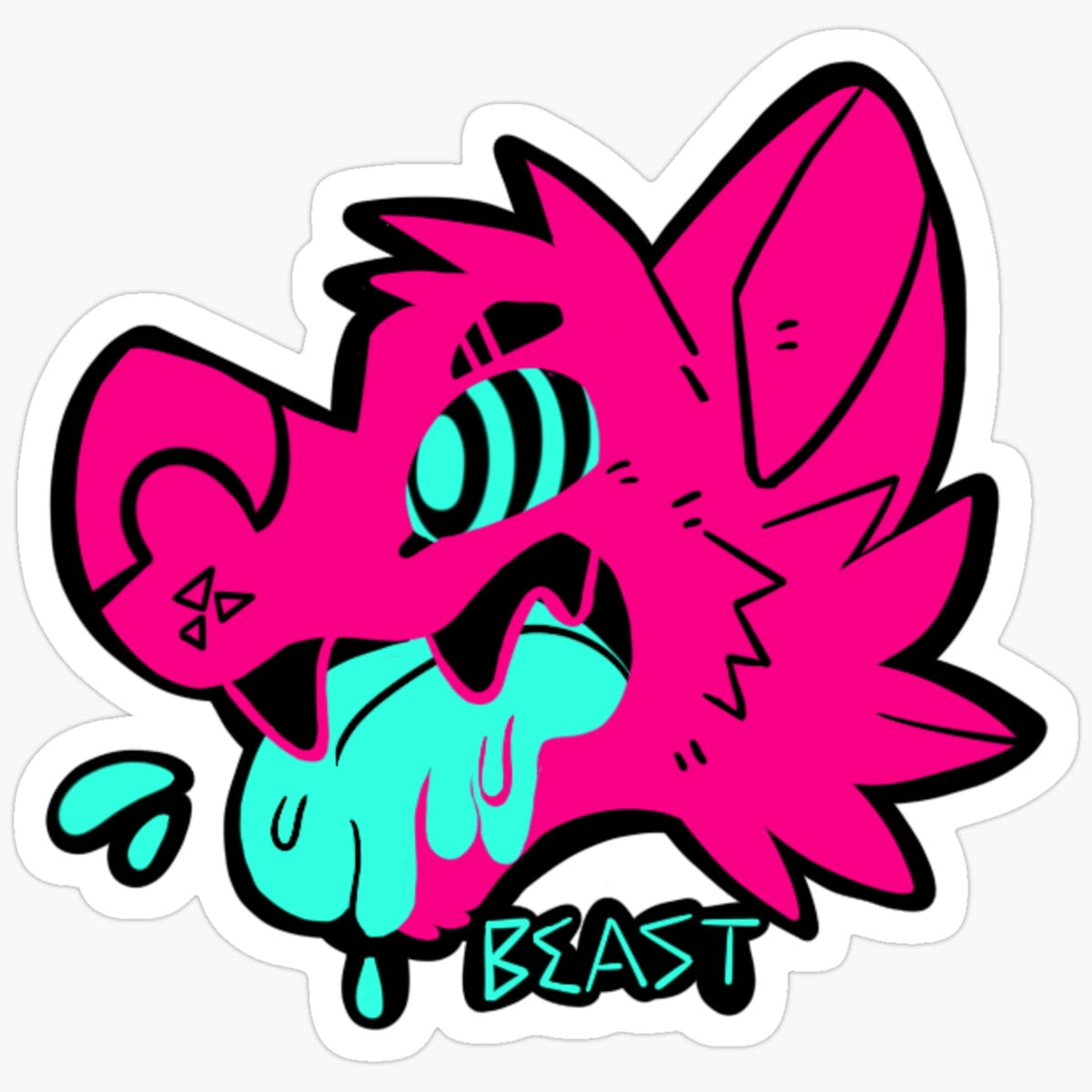 Kira Sticker - Beast Mode Pink Sticker, Funny Waterproof Decal For Pet ...
