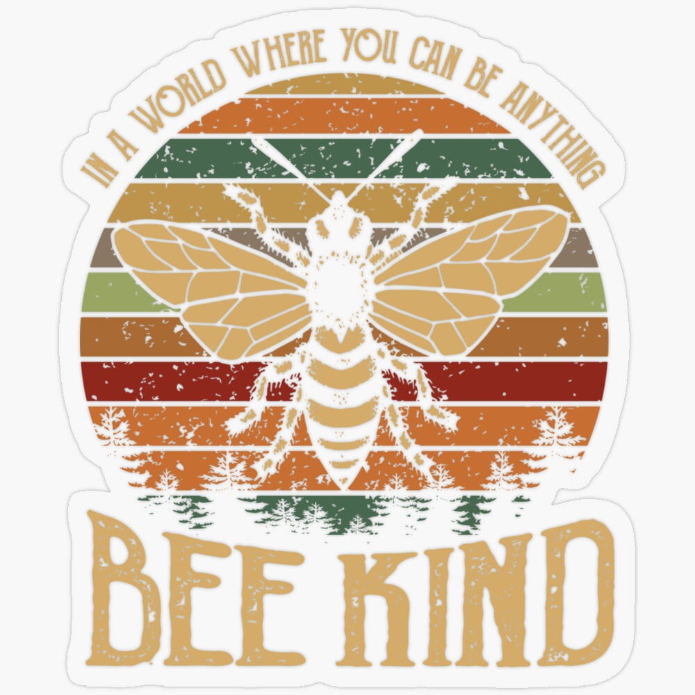 Kira Sticker With Bee Kind Cute Bee Kindness Inspirational Quote Sweet ...