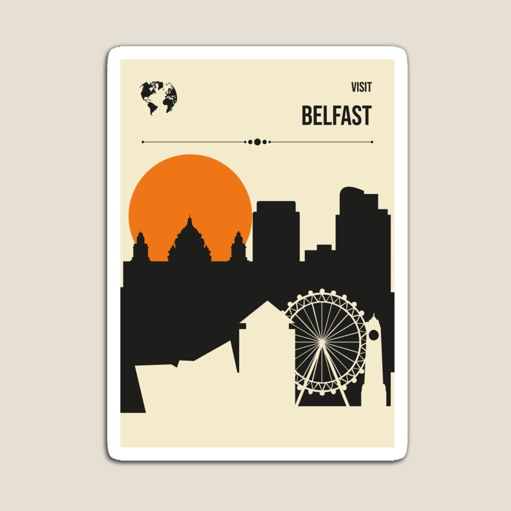 Kira Sticker With Belfast Northern Ireland Skyline Minimalist Poster ...