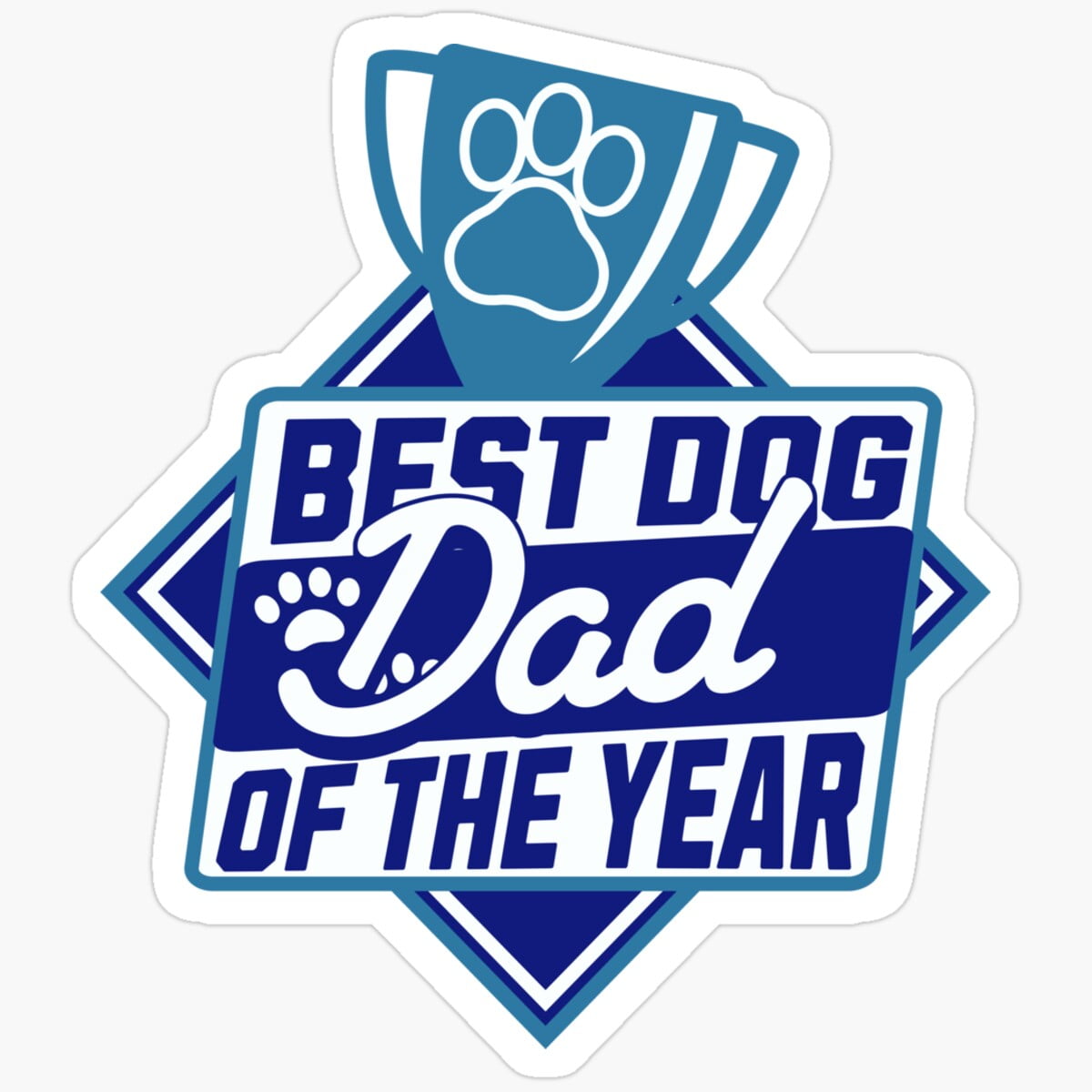 Kira Sticker - Best Dog Dad Of The Year Trophy Design Sticker, Funny ...