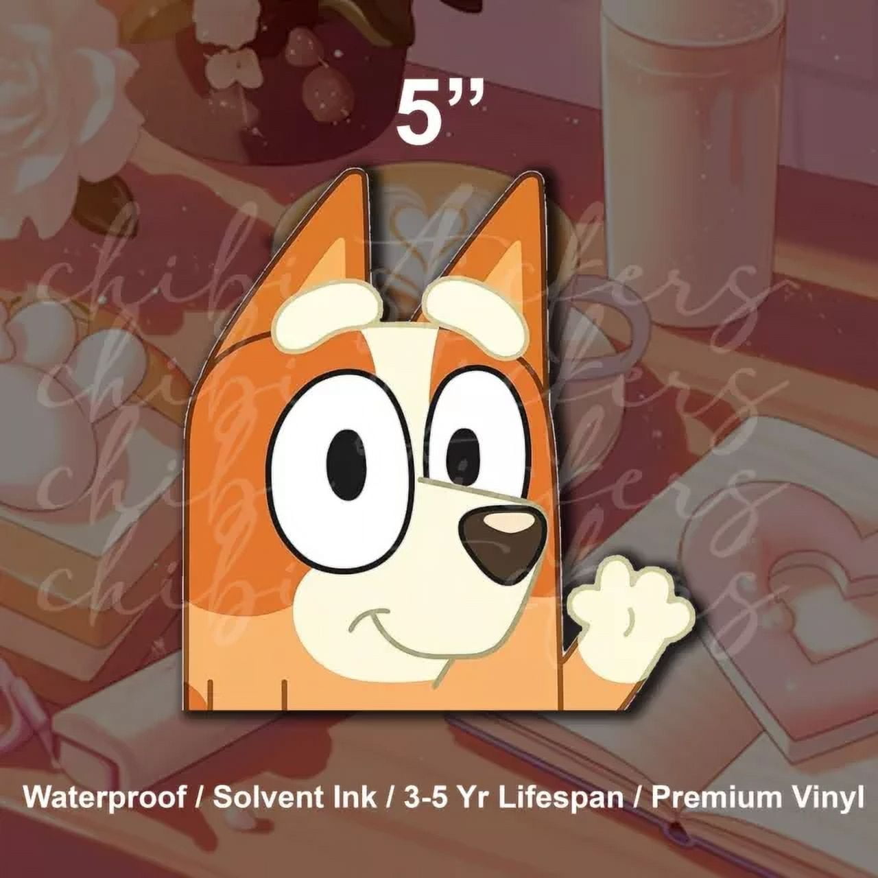 Kira Sticker With Bingo Muffin Dog Bluey Flame Dog Peeker Vinyl Sticker ...