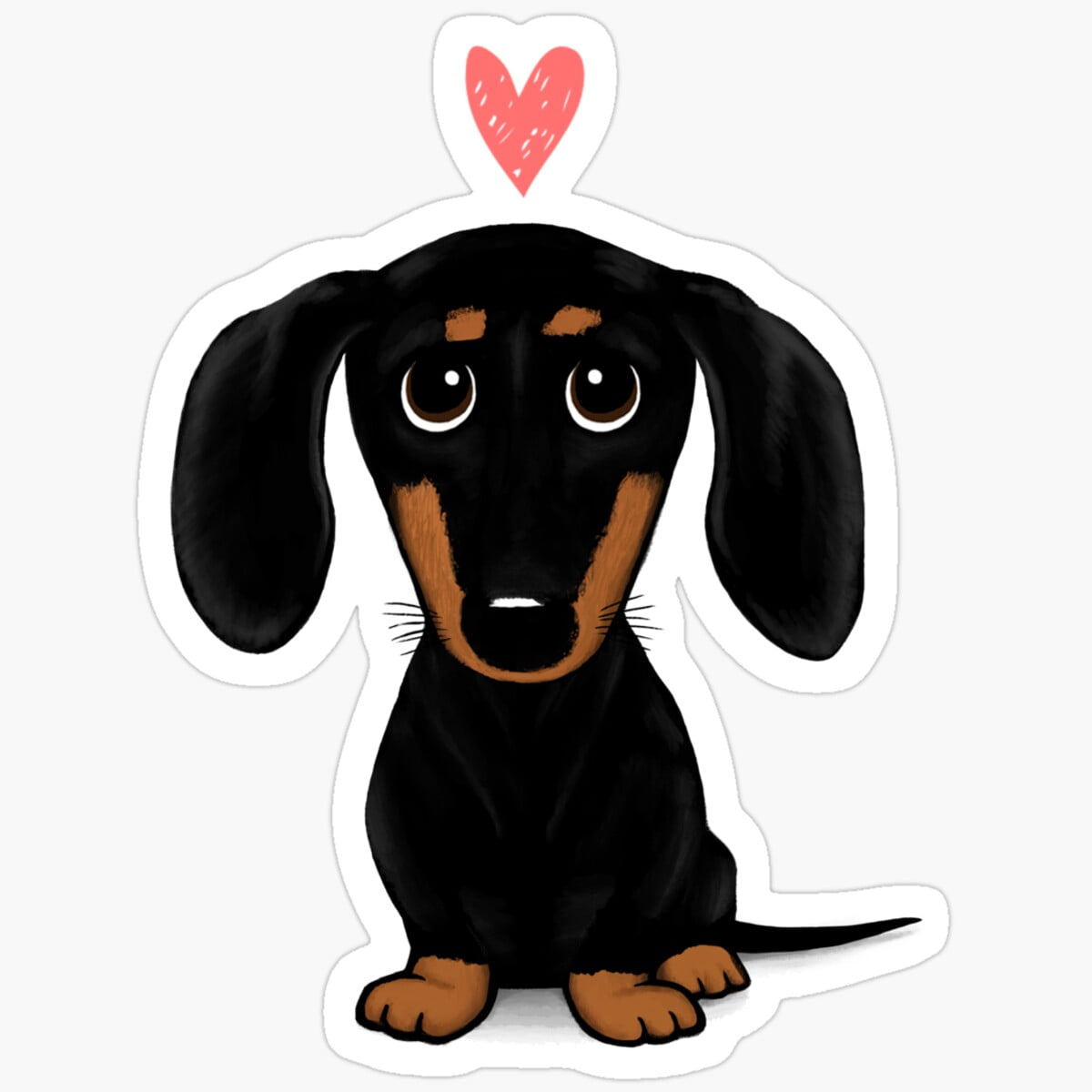Kira Sticker - Black And Tan Dachshund With Heart | Cute Cartoon Wiener ...