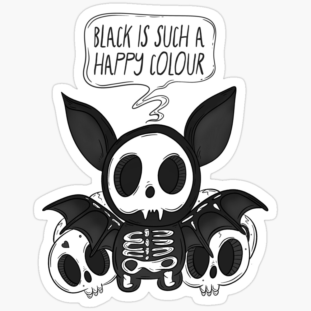 Kira Sticker - Black Is Such A Happy Colour - Phone Stickers, Waterproof Decals Water Bottles ...