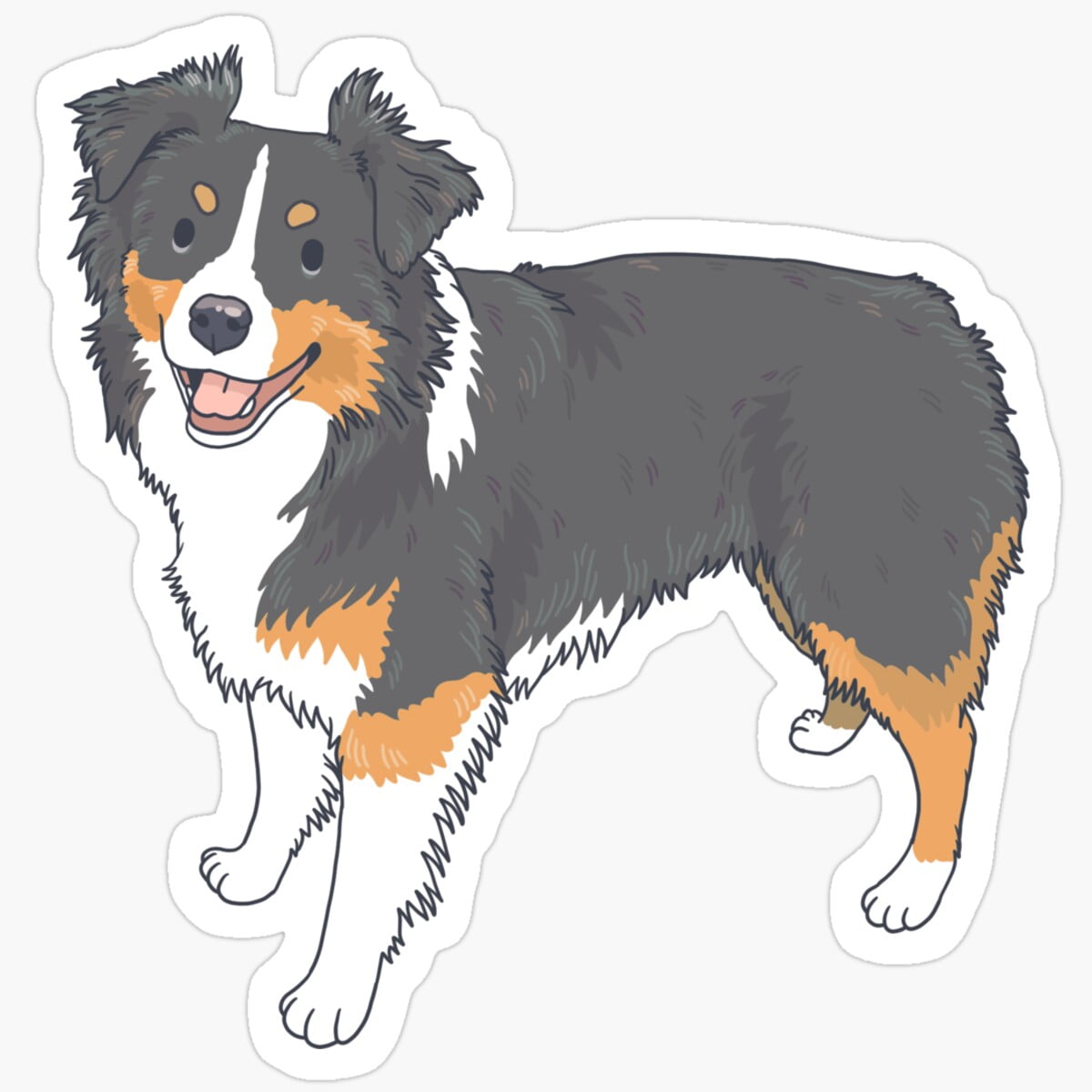 Kira Sticker - Black Tricolor Toy Aussie Sticker, Funny Waterproof ...