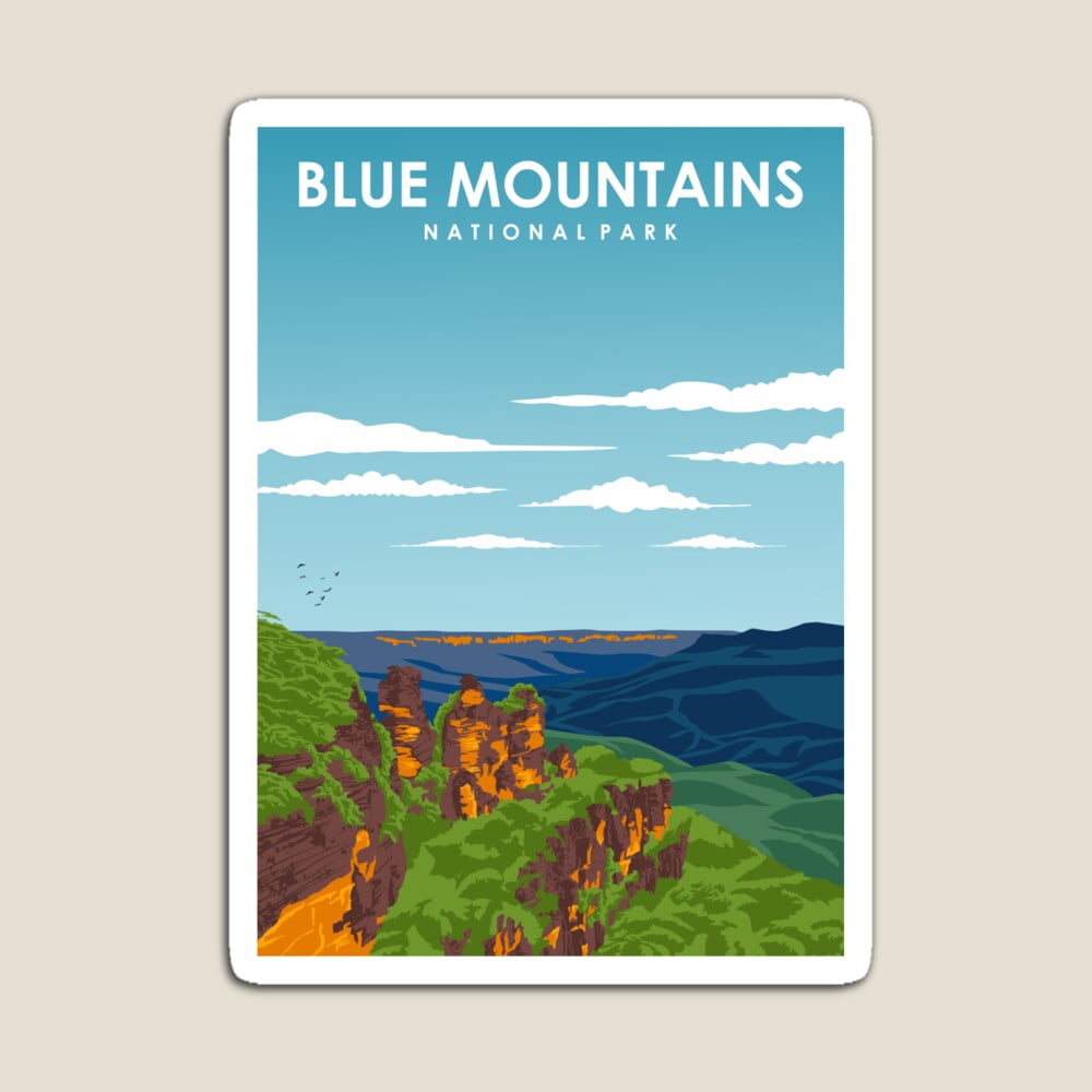 Kira Sticker With Blue Mountains National Park Vintage Minimal Retro ...