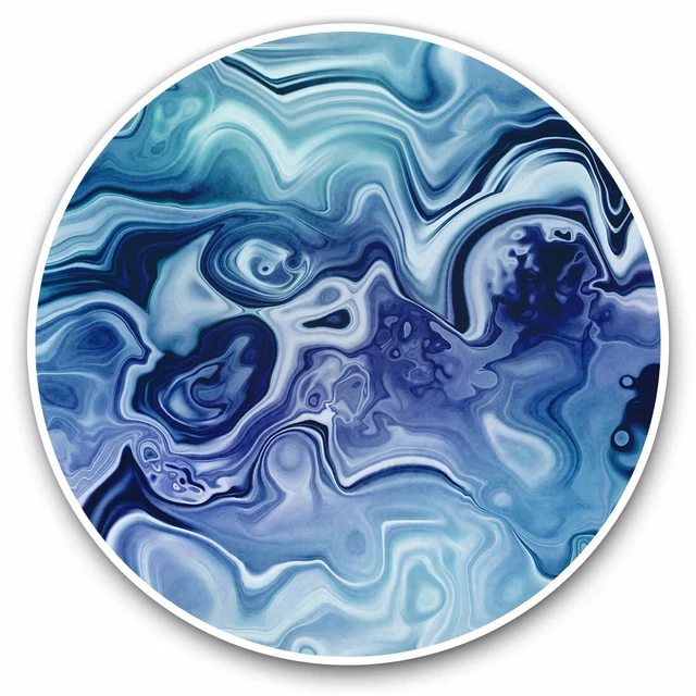 Kira Sticker With Blue Ocean Ink Art Marble Effect Cool Gift Decorative ...