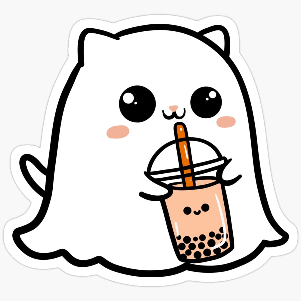 Kira Sticker - Boba Ghosty Cat - Phone Stickers, Waterproof Decals ...