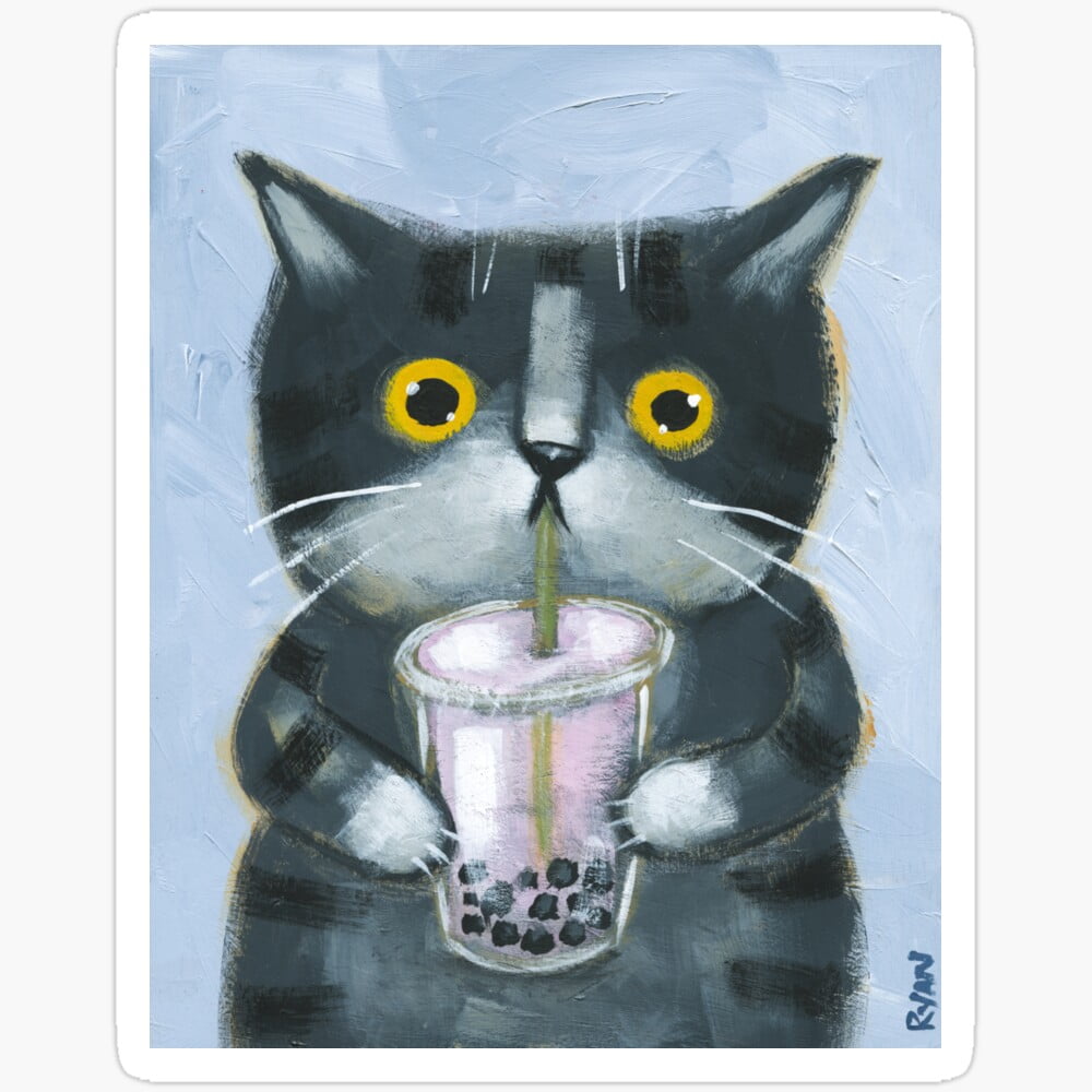 Kira Sticker - Boba Kitty - Phone Stickers, Waterproof Decals Water ...