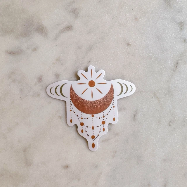 Kira Sticker With Boho Crescent Moon Horn Water Resistant Vinyl Sticker ...