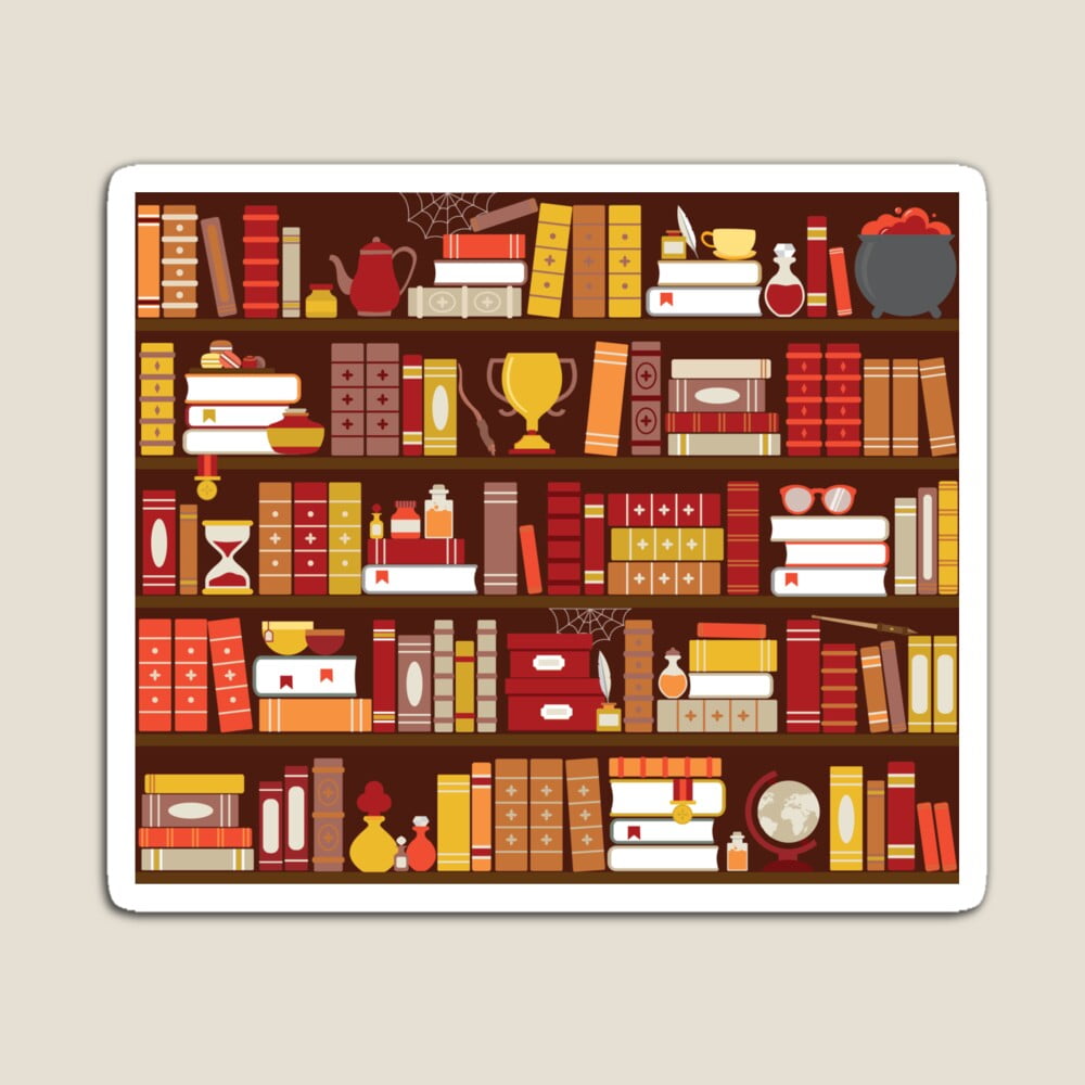 Kira Sticker With Book Case Pattern - Red And Gold Sticker Decorative ...