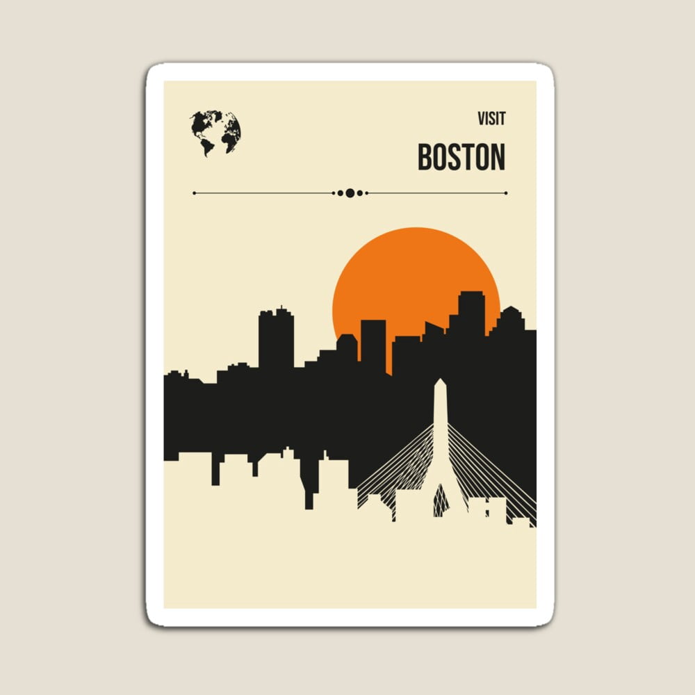 Kira Sticker With Boston Massachusetts Skyline Minimalist Poster Zakim ...