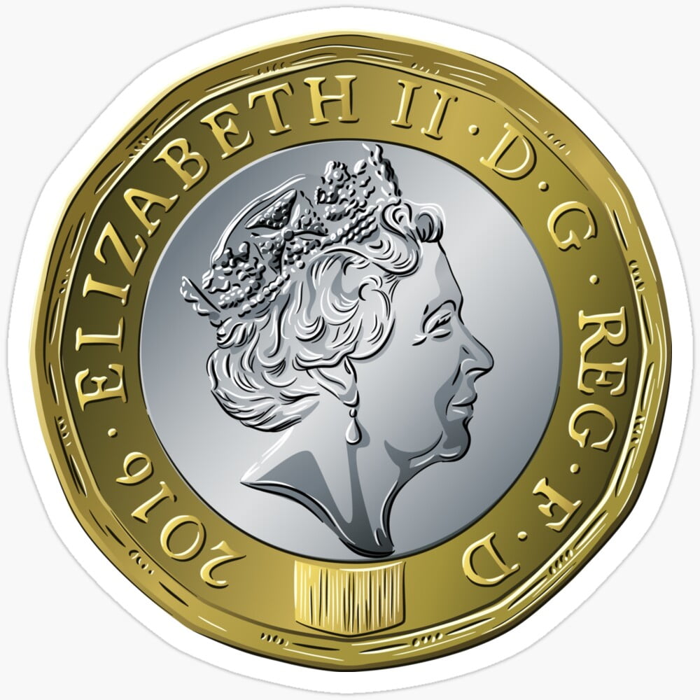 Kira Sticker British Coin One Pound With Queen Elizabeth Ii - Perfect ...