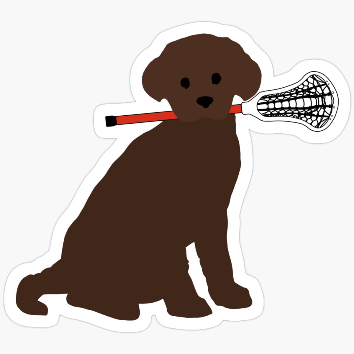 Kira Sticker - Brown Dog And Lacrosse Stick Sticker, Funny Waterproof ...