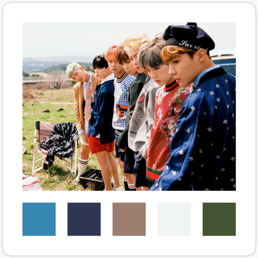 Kira Sticker - Bts Young Forever Group Pantone Collage Perfect Gift for ...