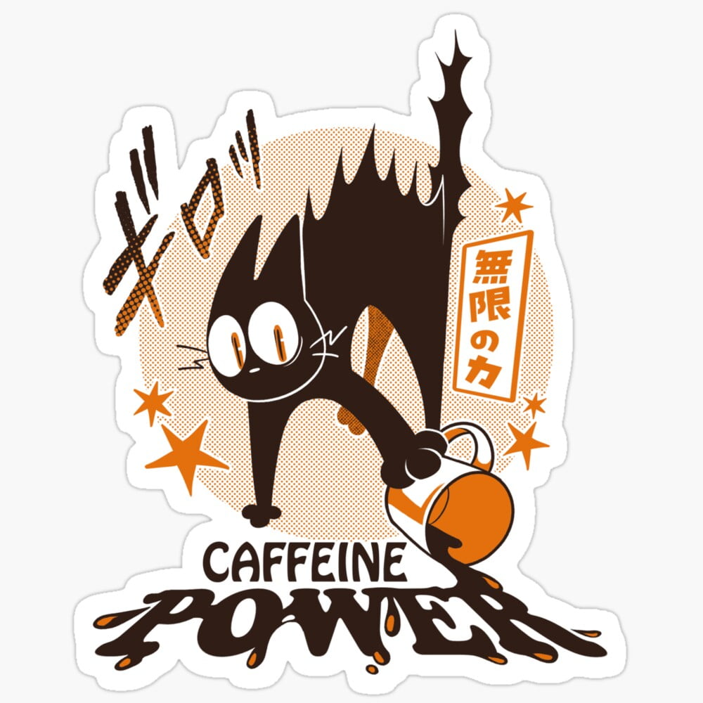 Kira Sticker - Caffeine Power Cat Anime Japanese Perfect Gift for ...