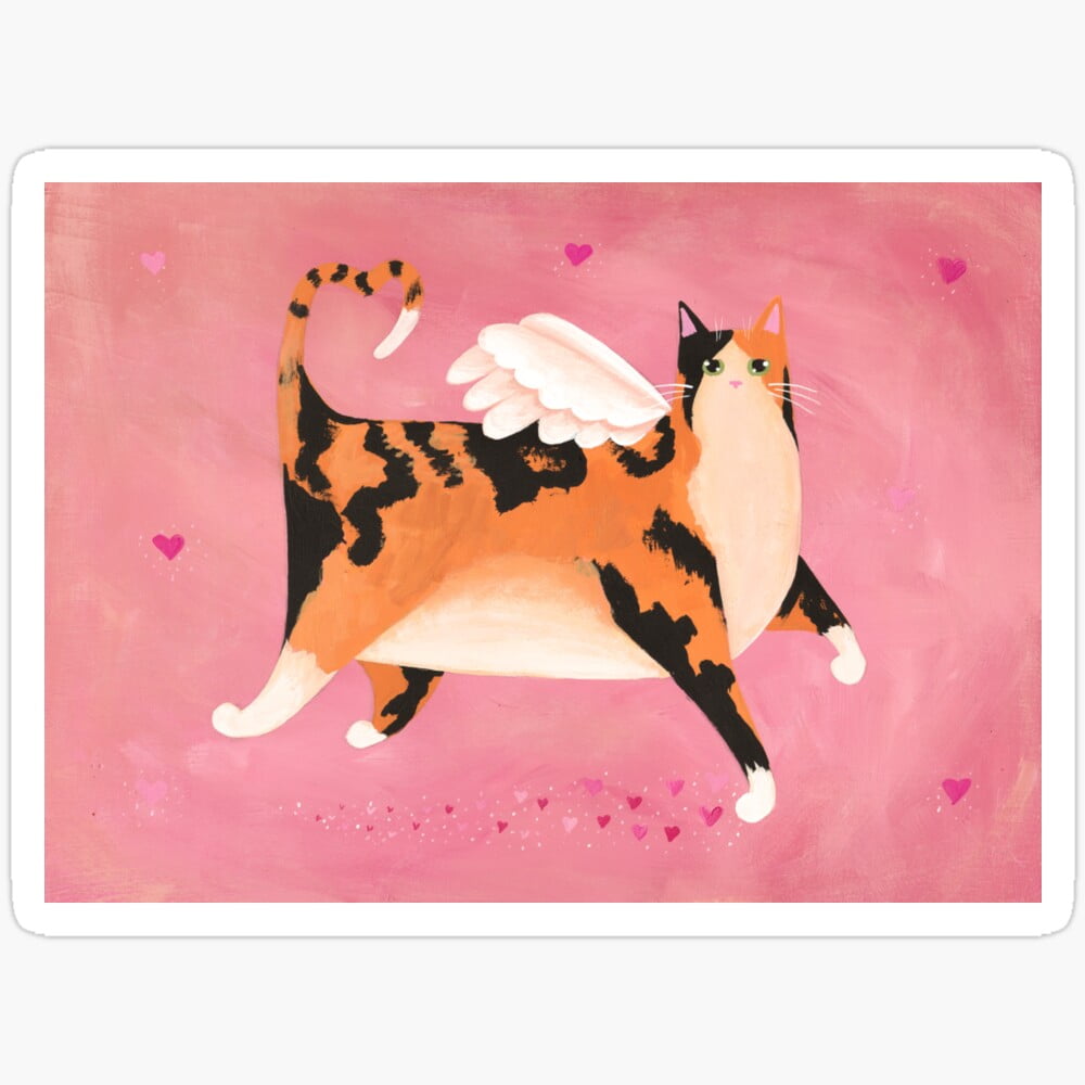 Kira Sticker - Calico Cupid Cat - Phone Stickers, Waterproof Decals ...