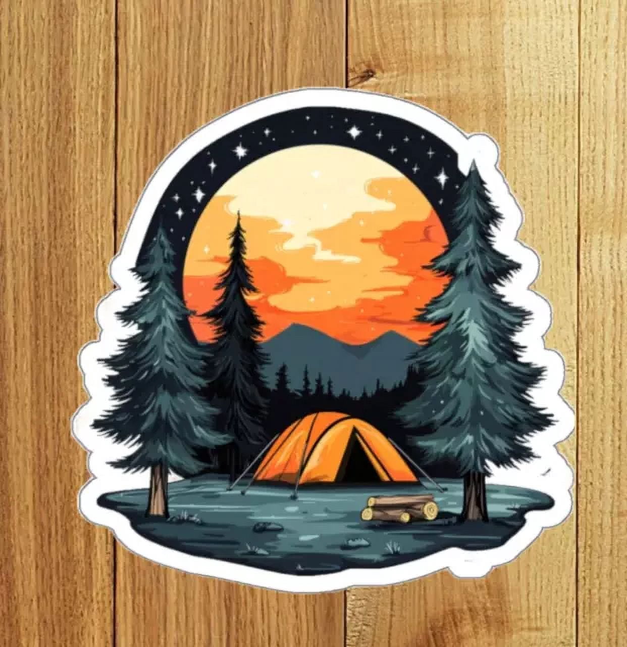 Kira Sticker With Camping Great Outdoors Lovers Mother Nature Night Sky ...