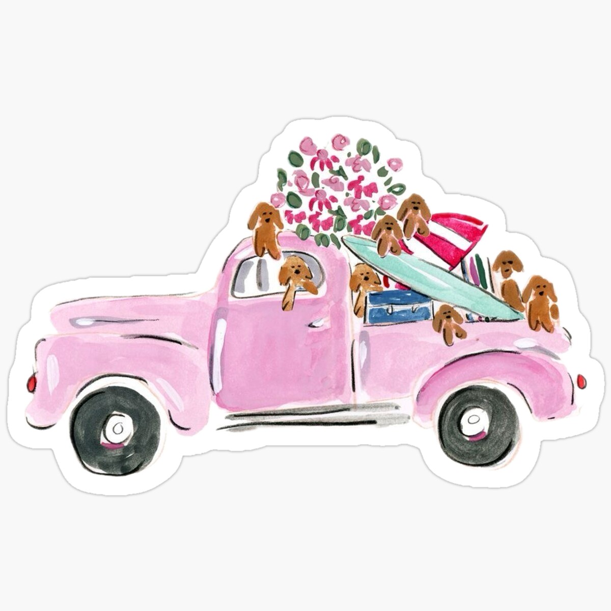 Kira Sticker - Car With Dogs Sticker, Funny Waterproof Decal For Pet ...