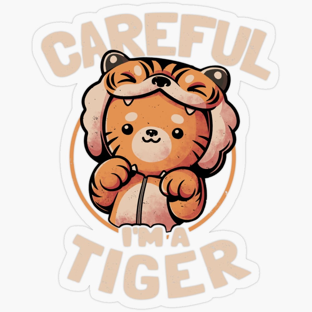 Kira Sticker With Careful I'M A Tiger - Cute Cat Gift Transparent ...