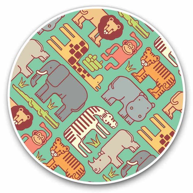 Kira Sticker With Cartoon Zoo Animals Elephant Cool Gift Decorative ...