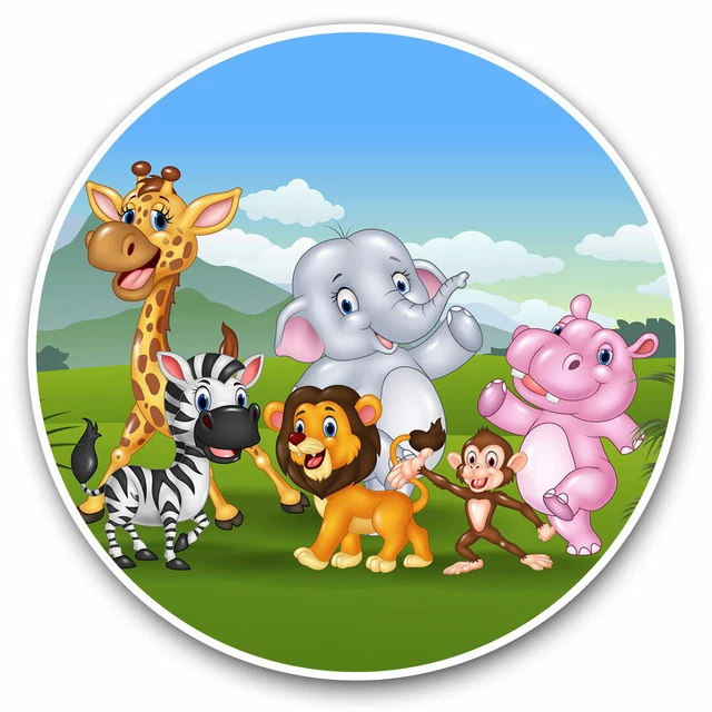 Kira Sticker With Cartoon Zoo Animals Lion Monkey Kids Cool Gift ...