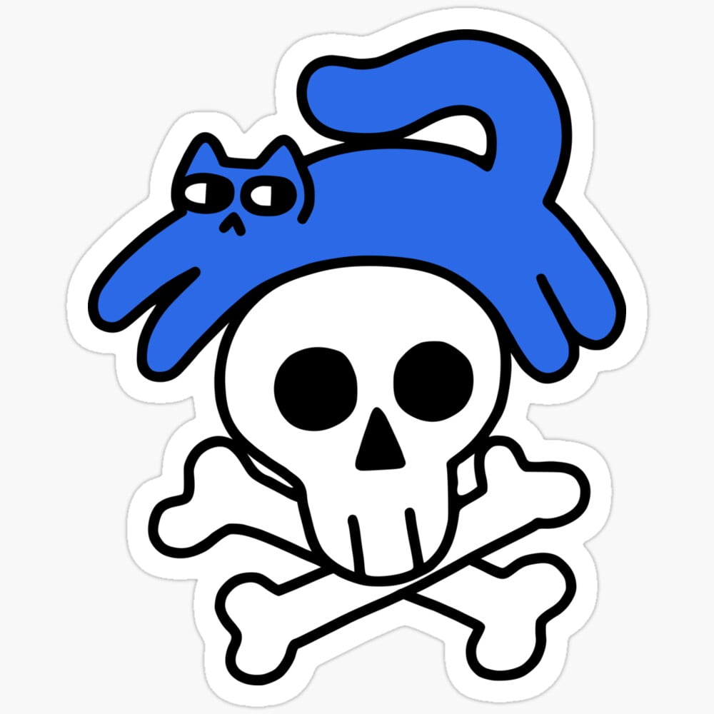 Kira Sticker - Cat And Skull And Crossbones Sticker - Walmart.com