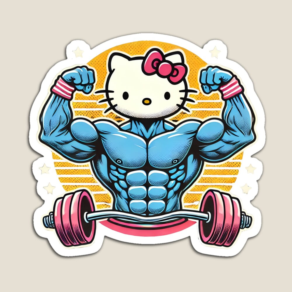 Kira Sticker With Cat Kitty Bodybuilder Cute Gains & Strong Vibes ...