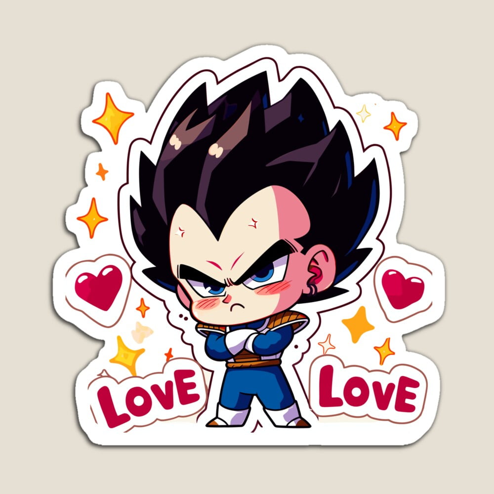 Kira Sticker With Chibi Prince Vegeta - Mad And Blushing Decorative Laptop, Phone Stickers ...