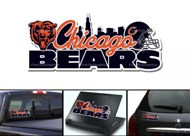 Kira Sticker With Chicago Football Team Decal Skyline Car Truck Window ...
