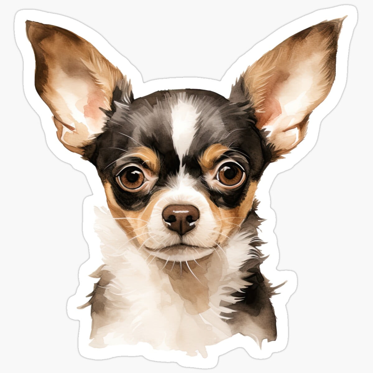 Kira Sticker - Chihuahua Watercolor Portrait Black And Tan Sticker ...