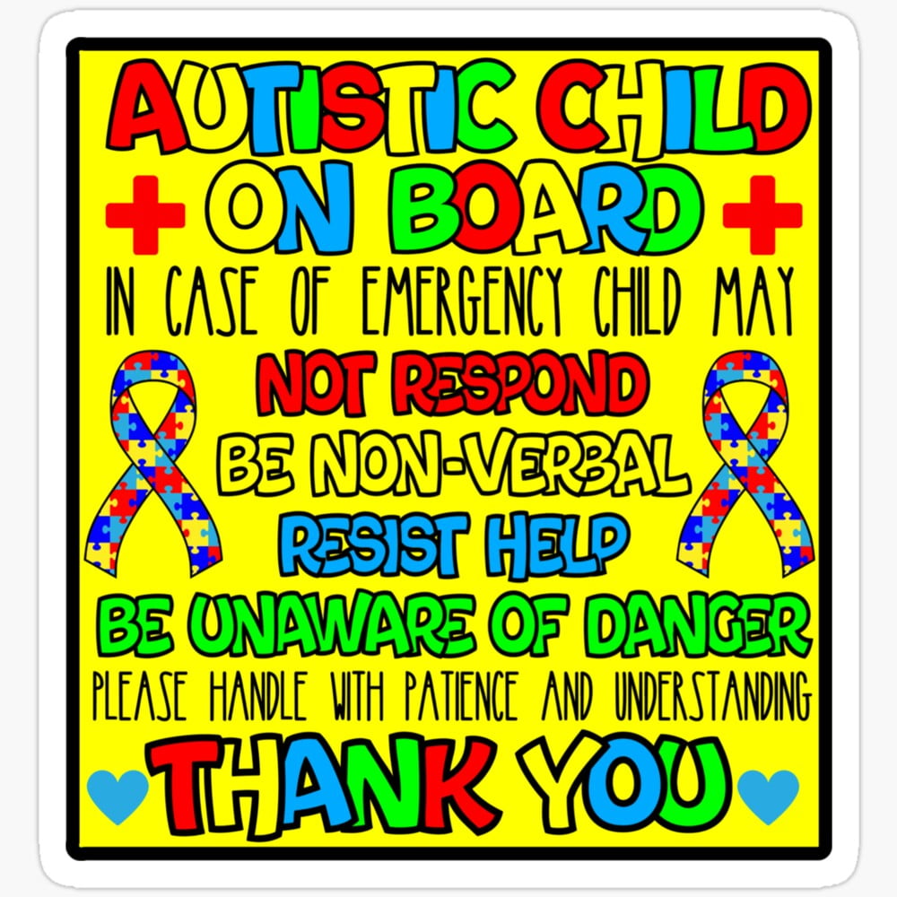 Kira Sticker - Child With Autism On Board Autistic Child In Car Car ...