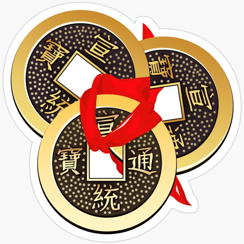 Kira Sticker Chinese Coin Tied With Red Ribbon - Perfect Birthday Gift ...