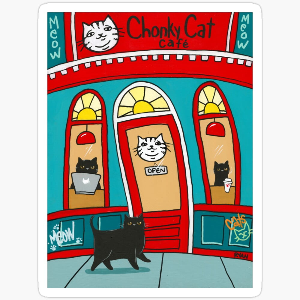Kira Sticker - Chonky Cat Cafe - Phone Stickers, Waterproof Decals ...