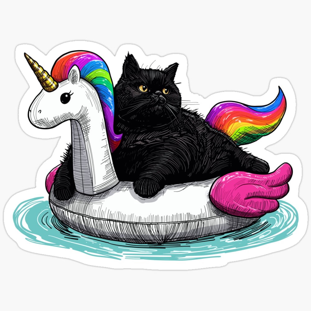 Kira Sticker - Chonky Rainbow Cat Unicorn - Phone Stickers, Waterproof ...