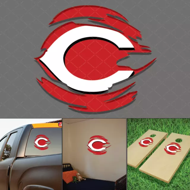 Kira Sticker With Cincinnati Reds Distressed Scratched Decal, Torn ...