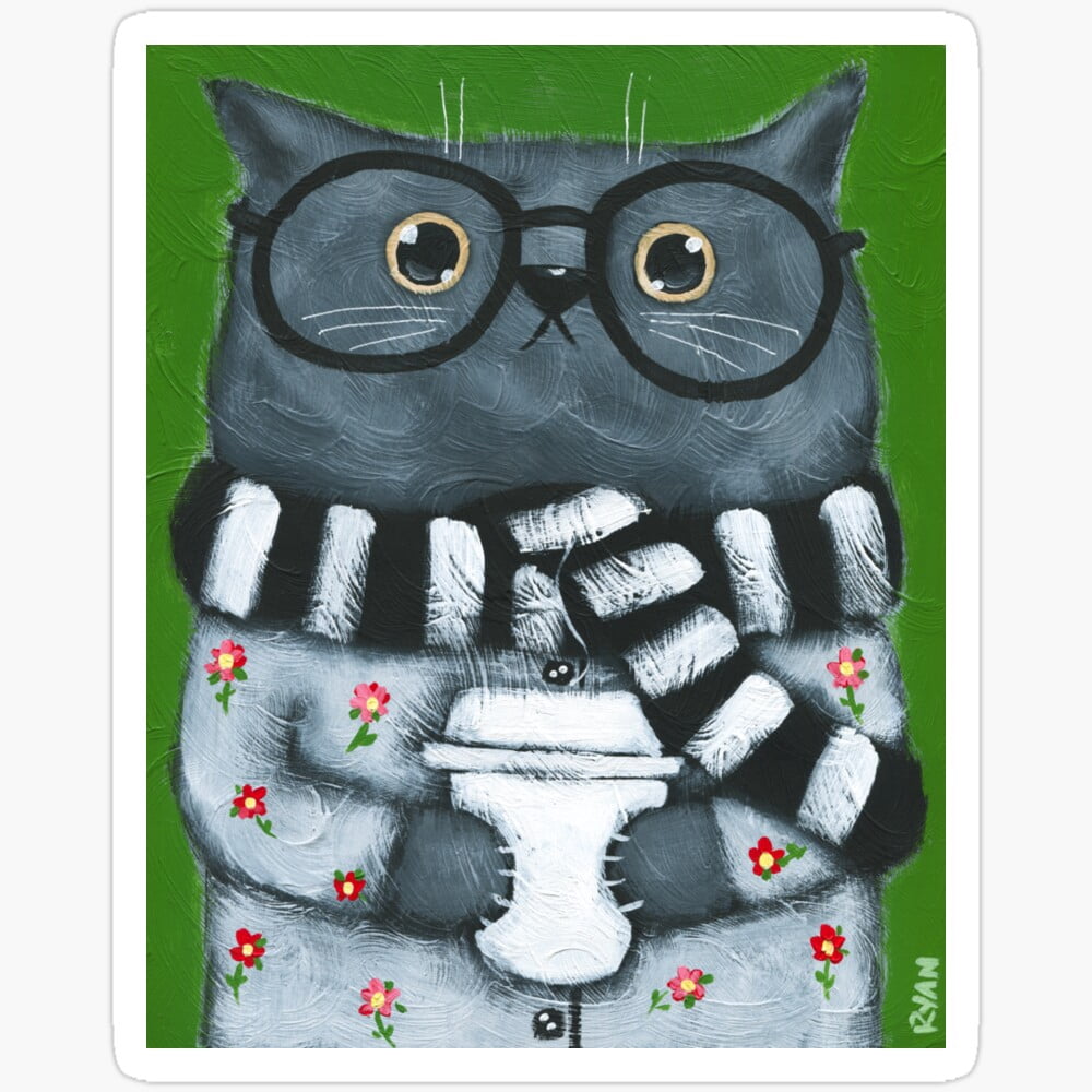 Kira Sticker - Coffee Cat Waiting For Spring - Phone Stickers ...