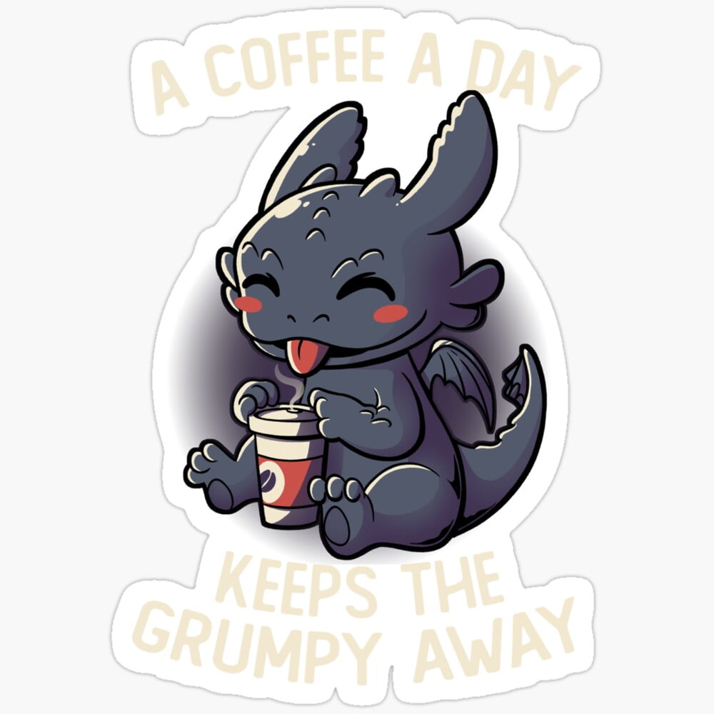 Kira Sticker With A Coffee A Day Keeps The Grumpy Away Cute Gift ...