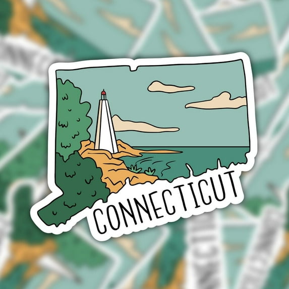 Kira Sticker - Connecticuttate, Connecticut Map-Shaped, UstatePerfect ...