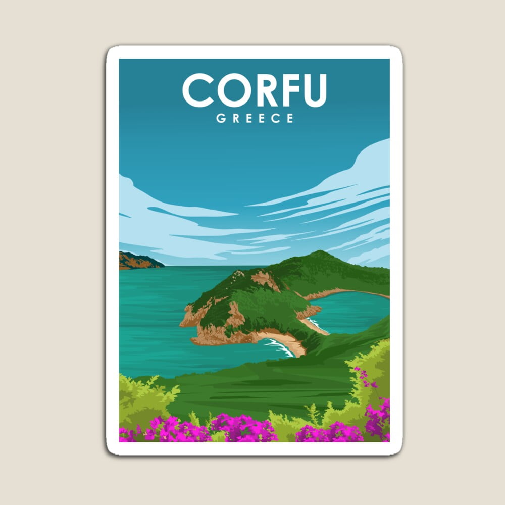Kira Sticker With Corfu Greece Daytime Scenic Travel Poster Decorative ...