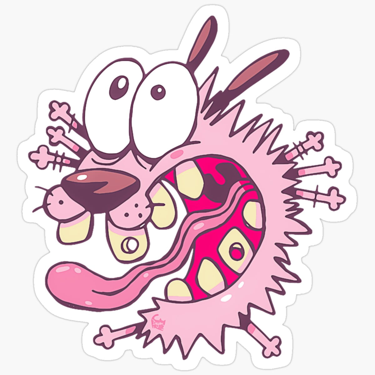 Kira Sticker - Courage The Cowardly Dogcourage Scream Sticker, Funny ...